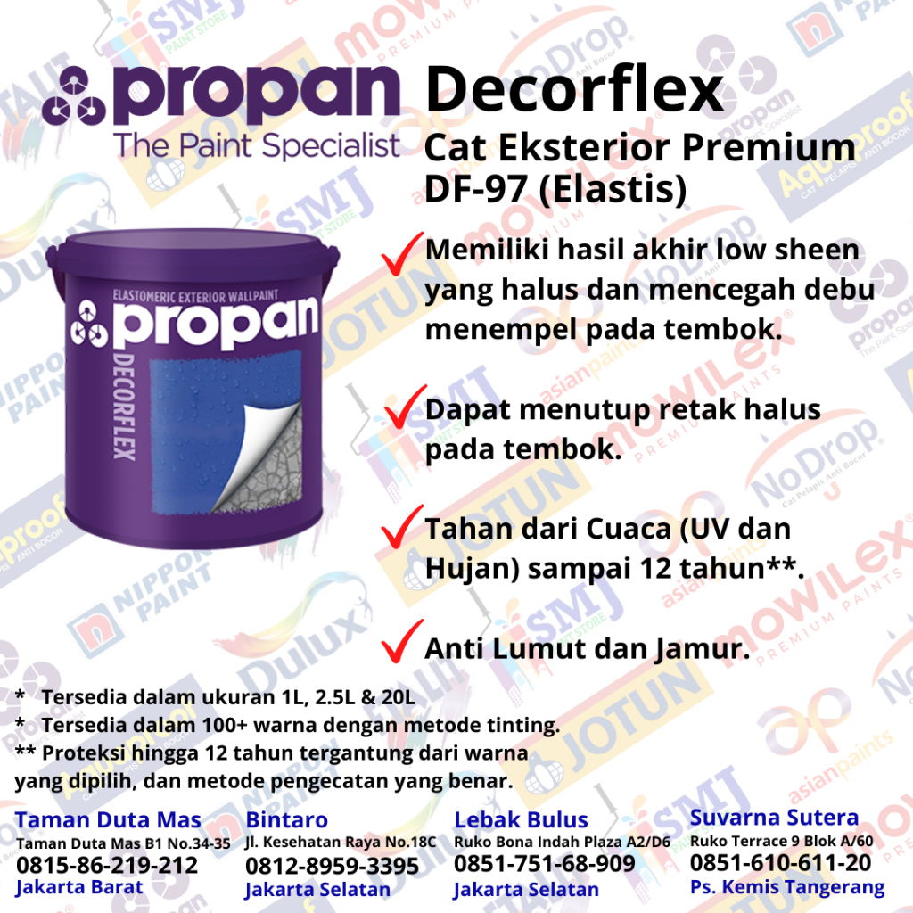 Jual CAT TEMBOK EXTERIOR PROPAN DECORFLEX BRILLIANT WHITE CE9001 20 ...
