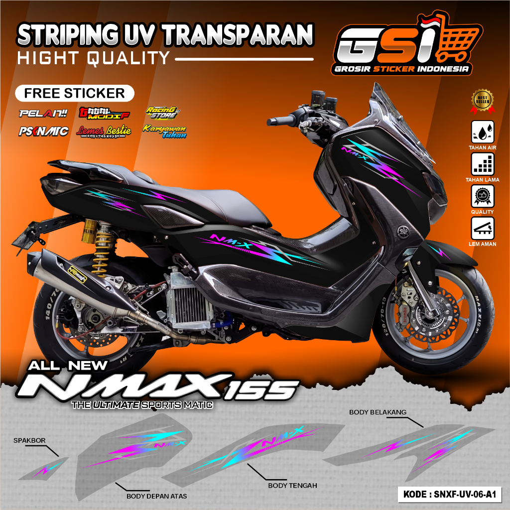 Jual Stiker Striping Transparan NMAX 155 New Variasi Lis Simpel - Decal ...