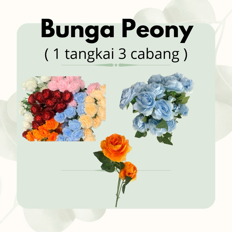 Jual BUNGA PEONY 1 Tangkai 3 cabang Artificial Peony 3 Cabang Bunga ...
