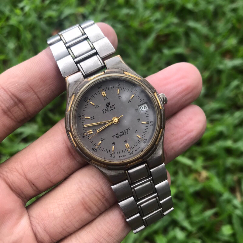 Jual jam tangan vintage Facet Quartz Swiss military jadul kuno antik ...