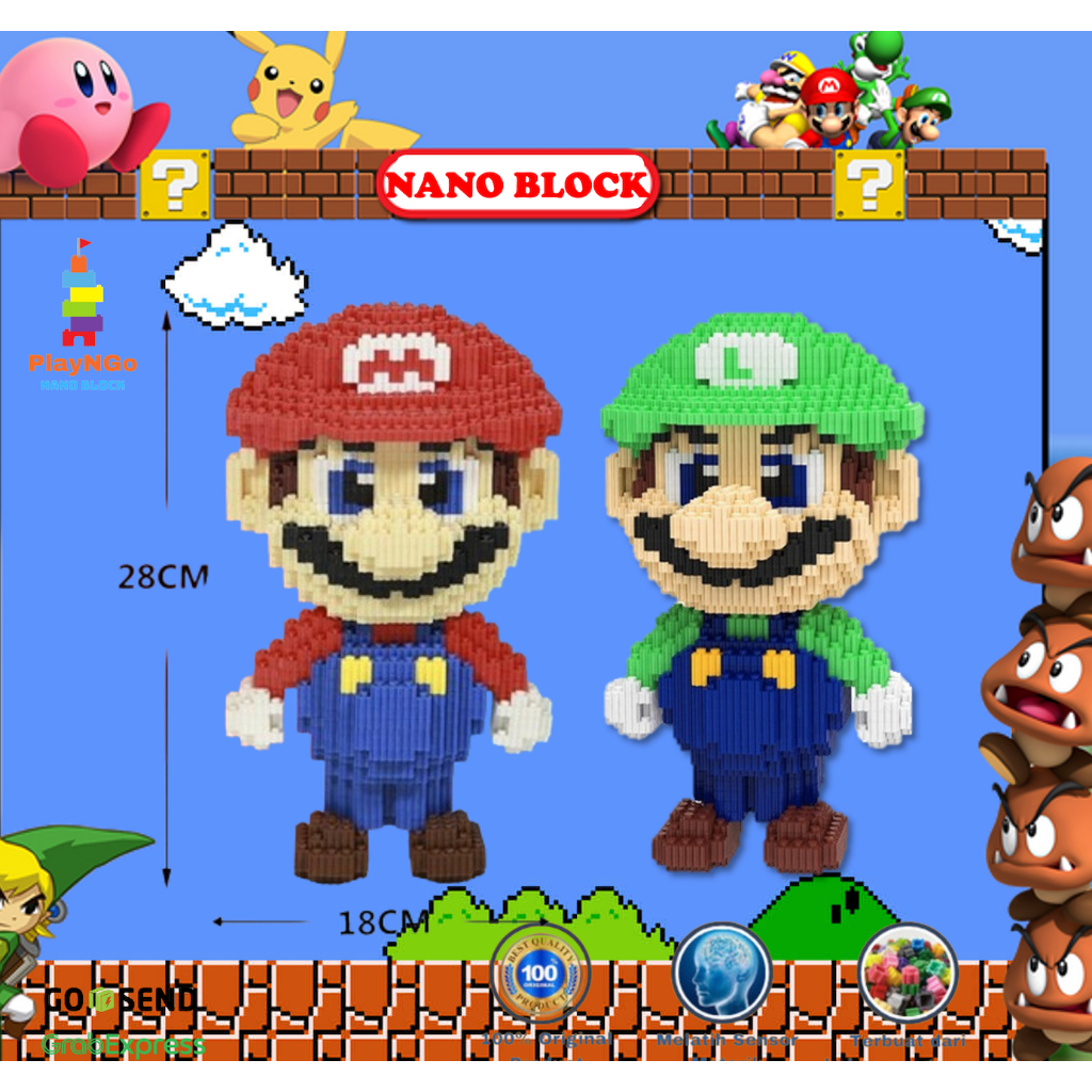 Jual Original Nano Blocks SUPER MARIO BROS MEDIUM 3D Model, Mainan Blok ...