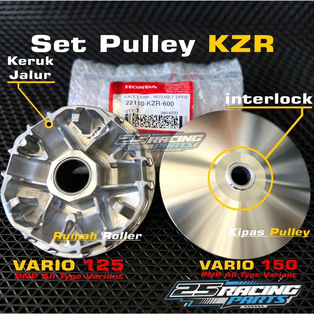 Jual PULLEY VARIO CUSTOM 1 SET BUBUT + KEROK JALUR PART ORIGINAL PULI ...