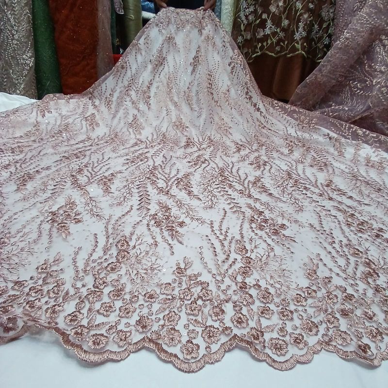 Jual PUSAT - TEXTILE Kain Tille Bordir Aurel || Bahan Kebaya Dress ...