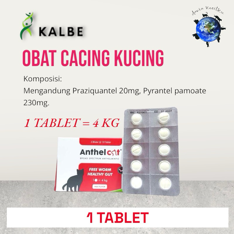 Jual Anthel Cat Kalbe Farma Obat Cacing Kucing (1 Tablet) | Shopee ...