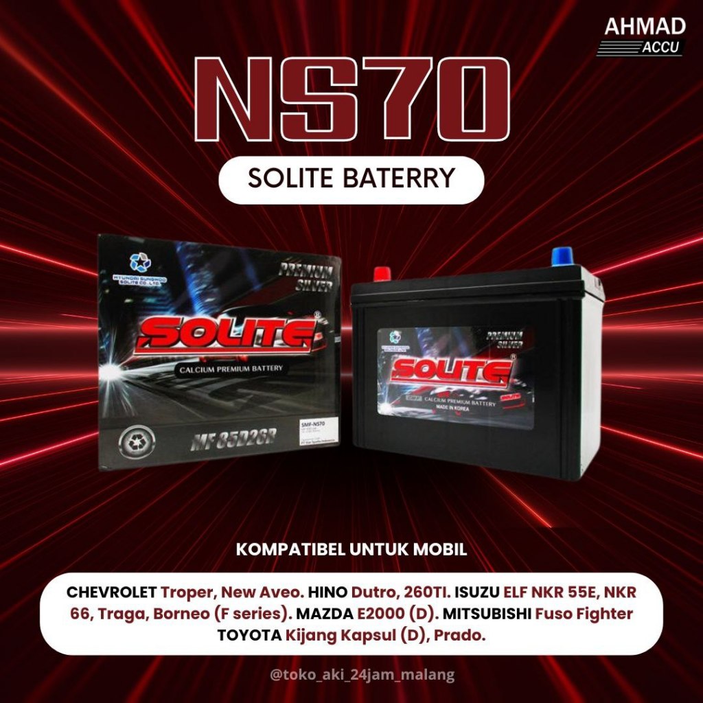 Jual Aki Mobil Solite 85D26R/NS 70/NX110-5/68AH Kompatibel untuk mobil CHEVROLET Troper, New ...