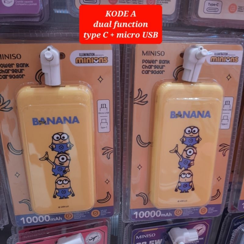 Jual powerbank 10000mAH powerbank minion charger minions kabel charger ...