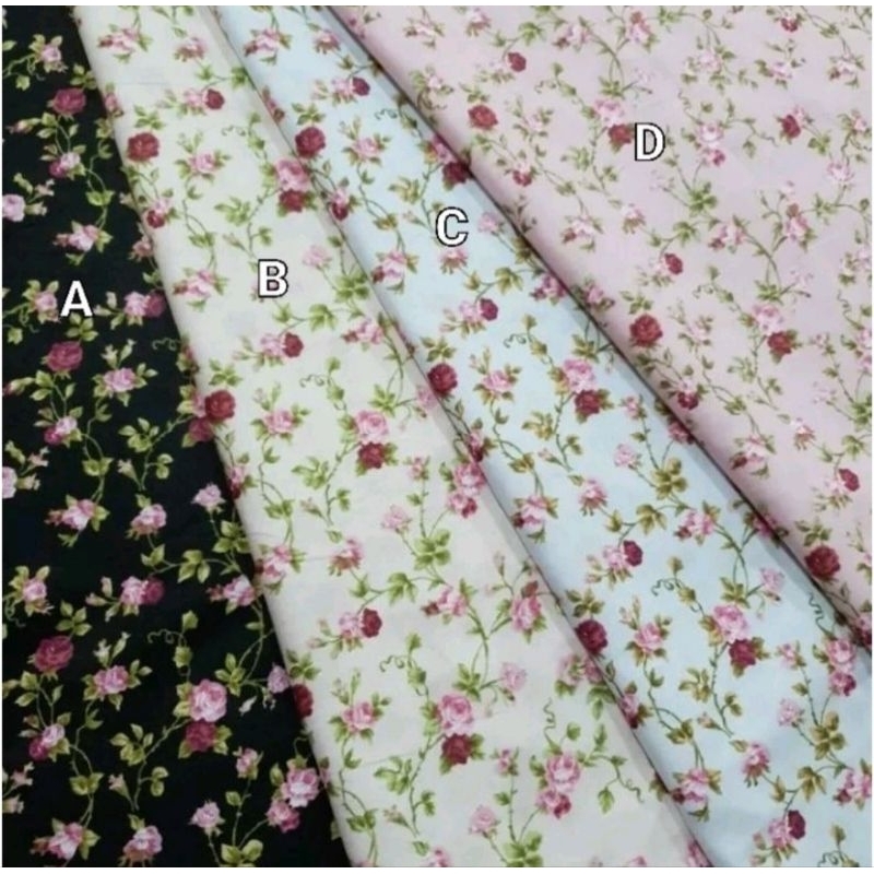 Jual KAIN METERAN KATUN JEPANG MOTIF MAWAR KECIL 4 COLOURS JAPAN DESIGN ...