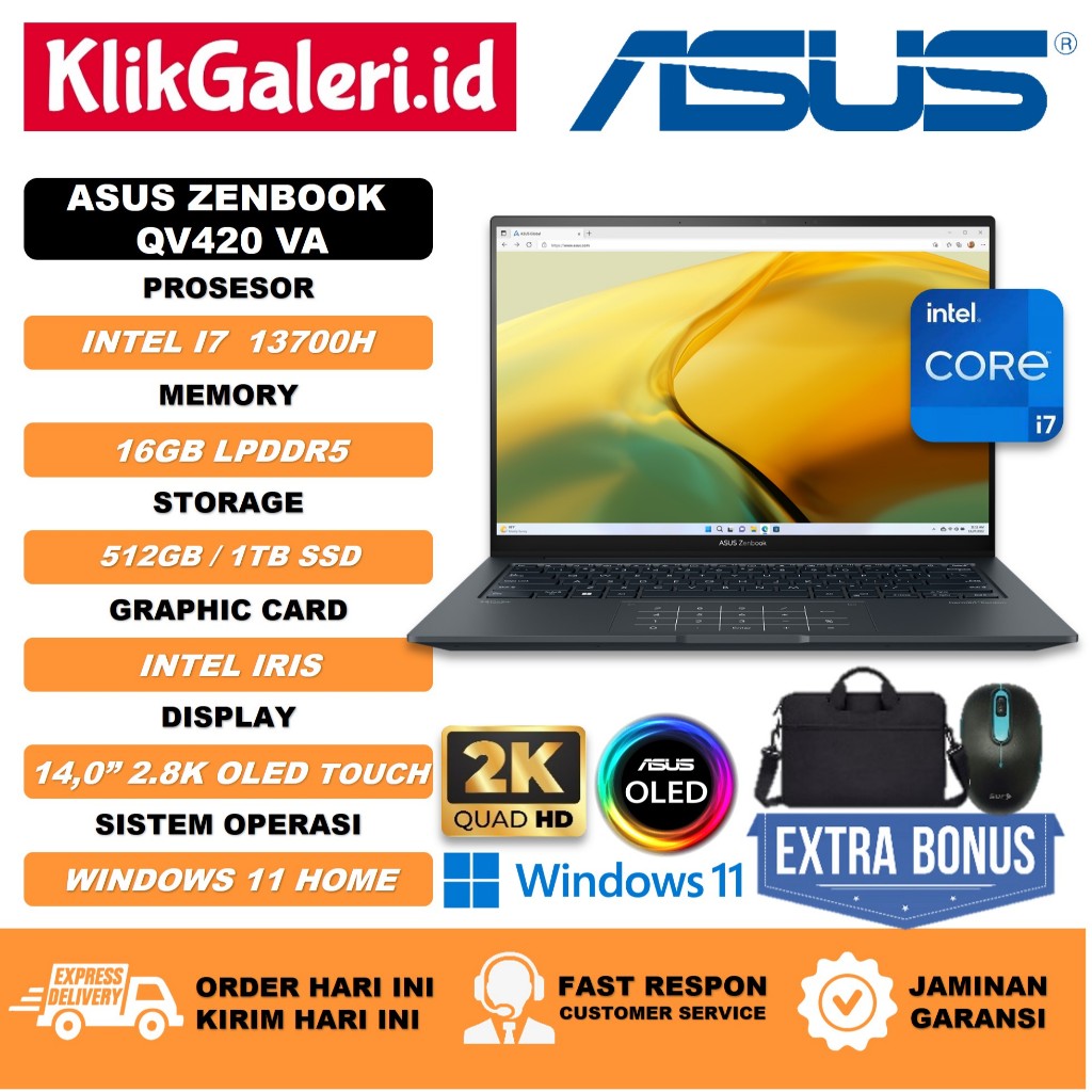 Jual ASUS Zenbook 14X Q420VA OLED I7 Gen 13 16GB DDR5 512GB SSD OLED ...