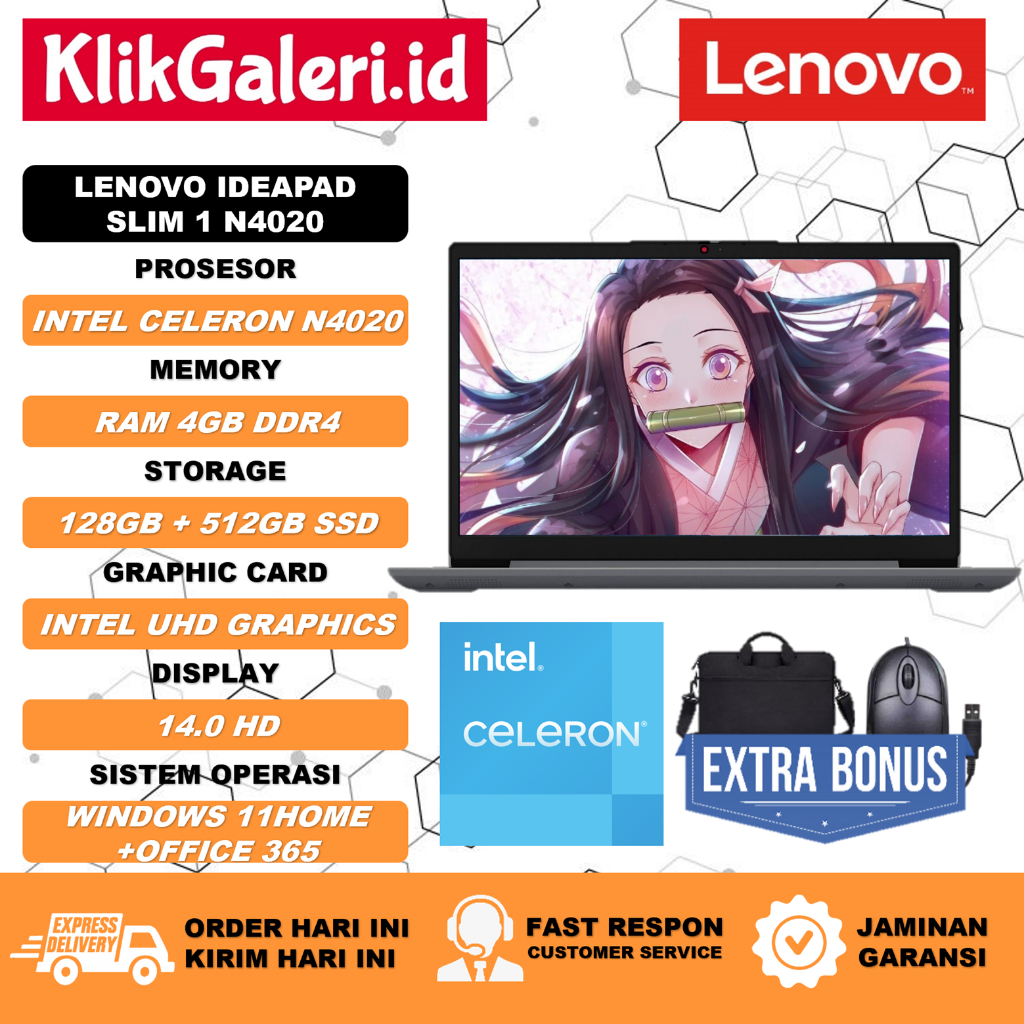 Jual Laptop Tipis & Ringan Lenovo Ideapad Slim 14 Intel N4020 512GB SSD ...
