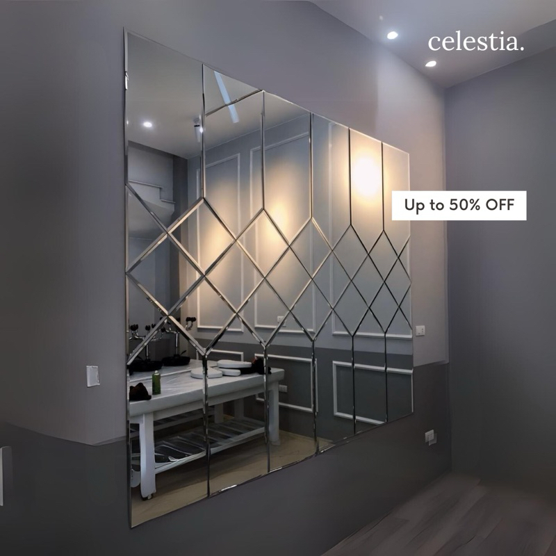 Jual Custom Cermin Kaca Bevel Dekorasi Dinding Aesthetic Wajik Wajiq ...