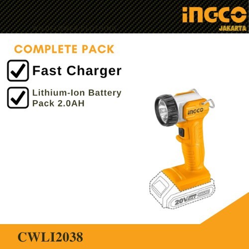 Jual Lampu Senter Kerja Baterai Cordless 20V Work Lamp 2.0AH INGCO ...