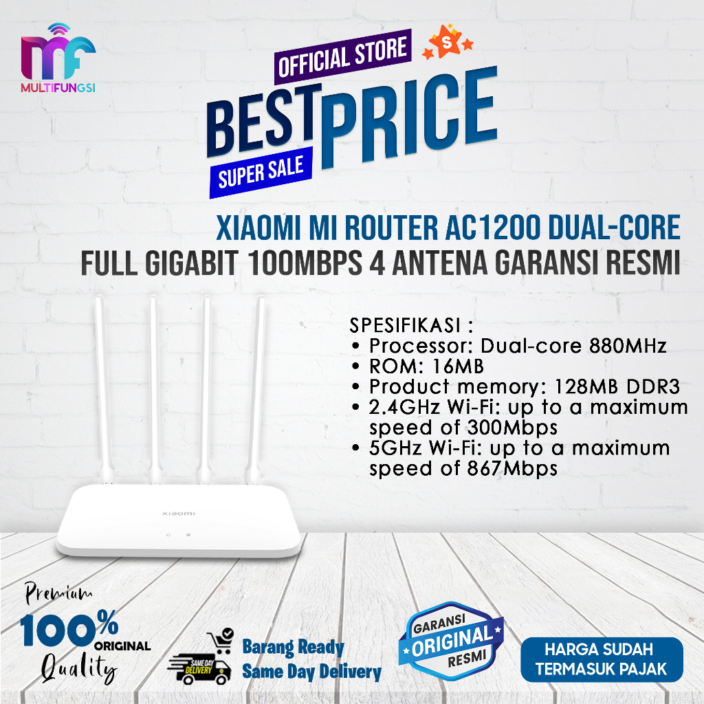 Jual Xiaomi Mi Router AC1200 Dual-Core Full Gigabit 100Mbps 4 Antena Garansi Resmi | Shopee ...