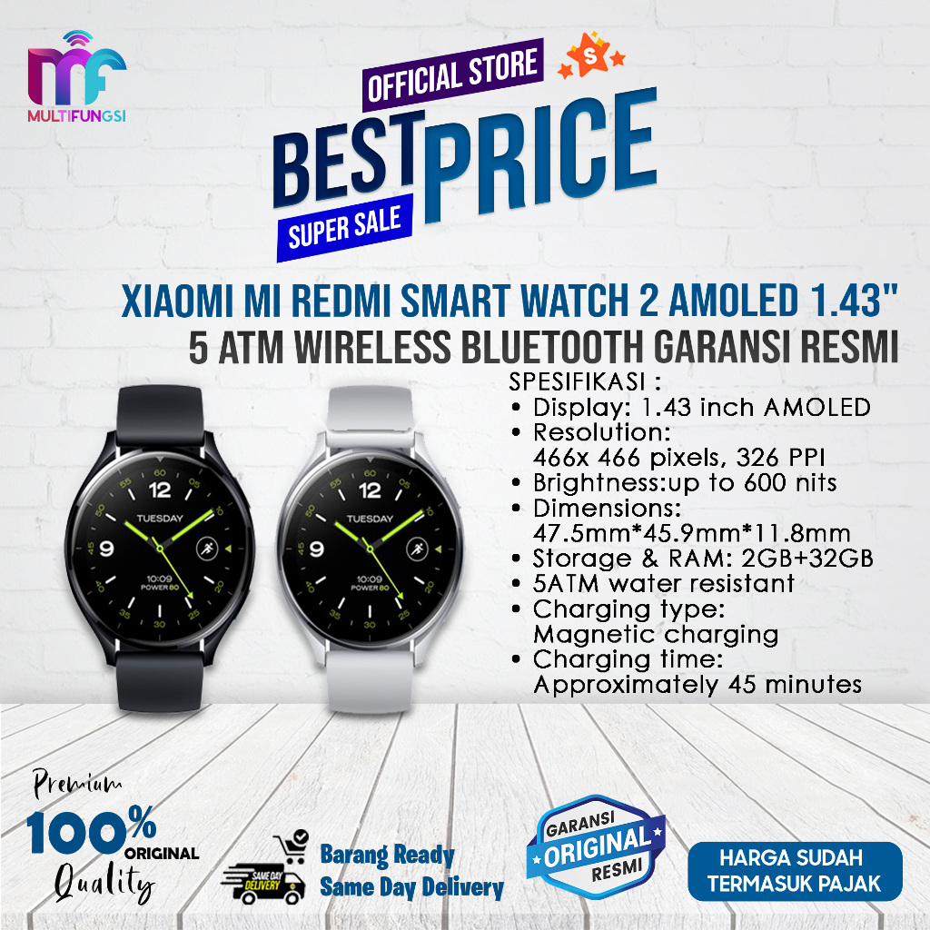 Jual Xiaomi Mi Smart Watch 2 Amoled 1.43" W5+ Gen 1 Wireless Bluetooth Garansi Resmi | Shopee ...