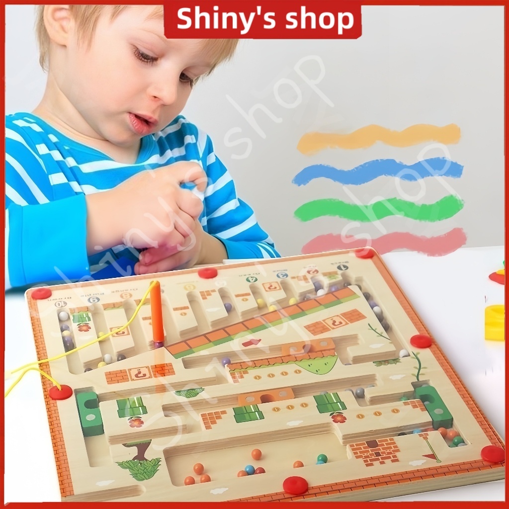 Jual Mainan Sorting Warna Magnet Kayu klasifikasi Warna Maze Pengenalan ...