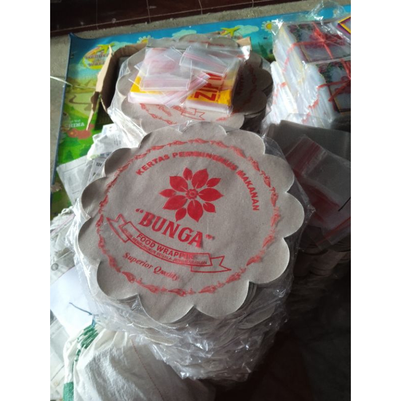 Jual Kertas Alas Nasi Bunga Tahan Panas / Kertas Minyak Coklat Bulat ...