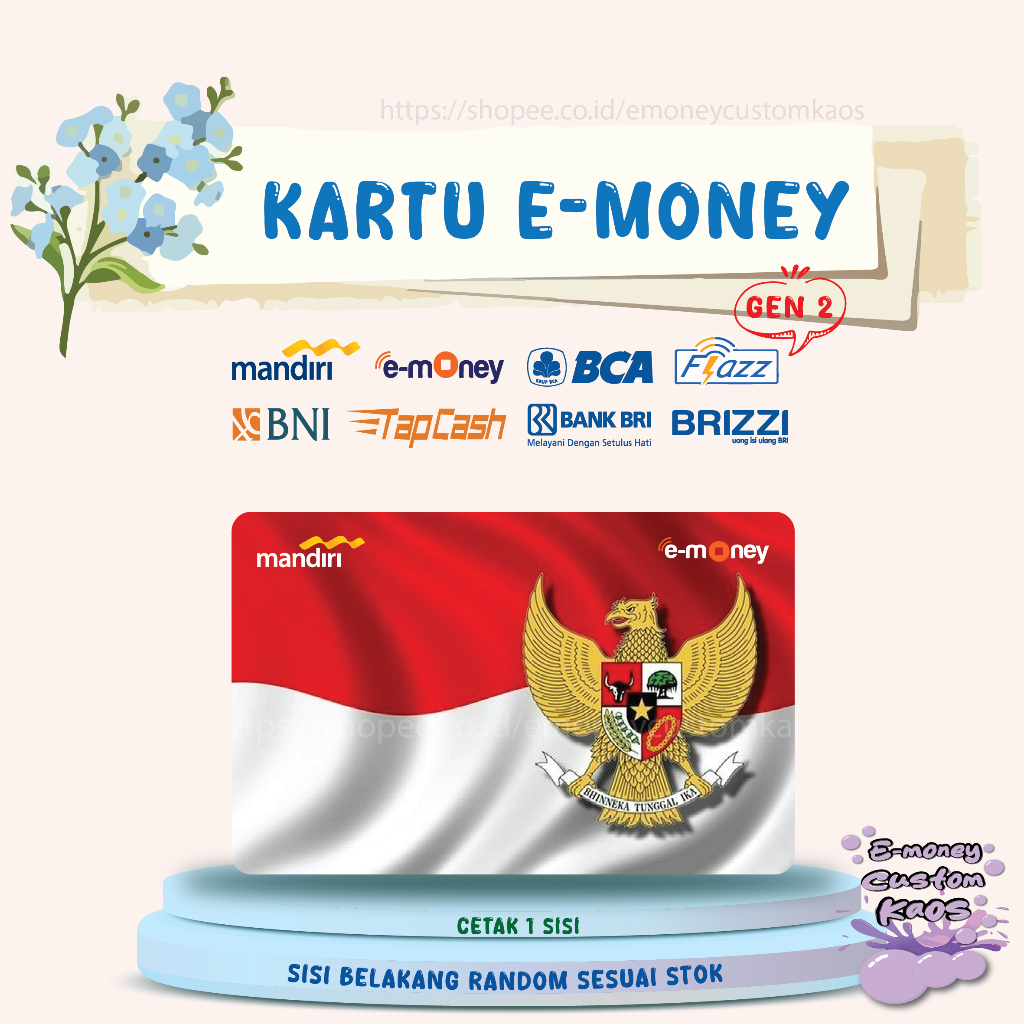 Jual KARTU EMONEY GAMBAR BENDERA INDONESIA GARUDA MANDIRI FLAZZ BCA BNI ...