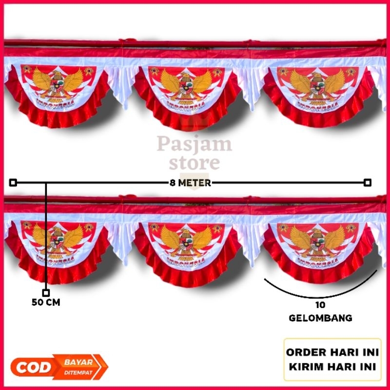 Jual Bendera Merah Putih Background Semi Lidah Garuda Rumbai 10 ...
