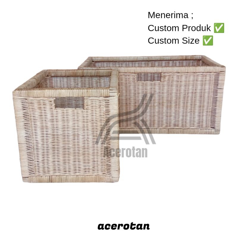 Jual Keranjang Basket Box Kotak Rotan Serbaguna 30x30 dan 60x30 cm/Box ...