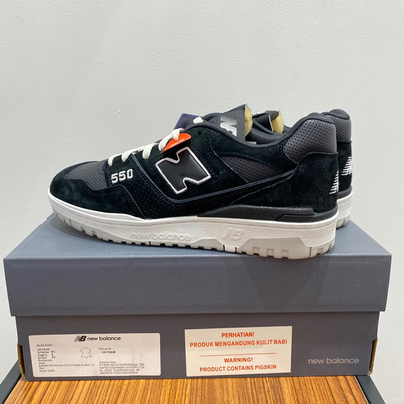 Jual New Balance 550 Suede Perforated Leather Black/White | Shopee ...