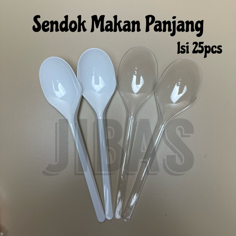 Jual Sendok Makan Bening Putih Susu / Sendok Plastik Tebal isi 25pcs ...