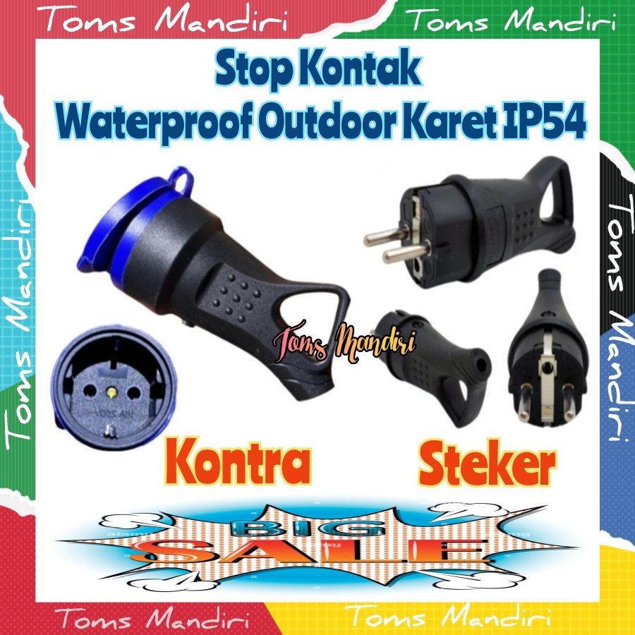 Jual Stop Kontak Waterproof Karet Outdoor IP54 / Colokan Listrik Anti ...