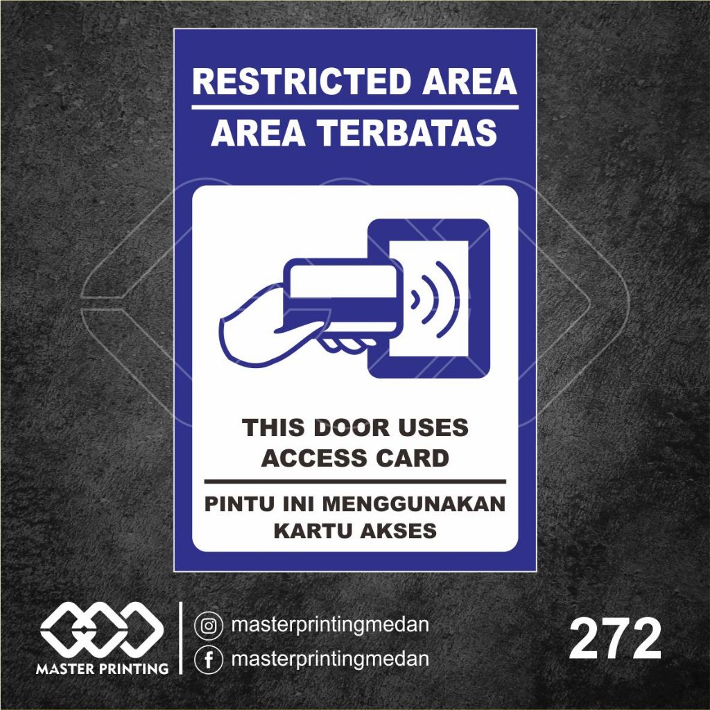 Jual 272 - Stiker Restricted Area, Pintu Menggunakan Kartu Akses, Tahan ...