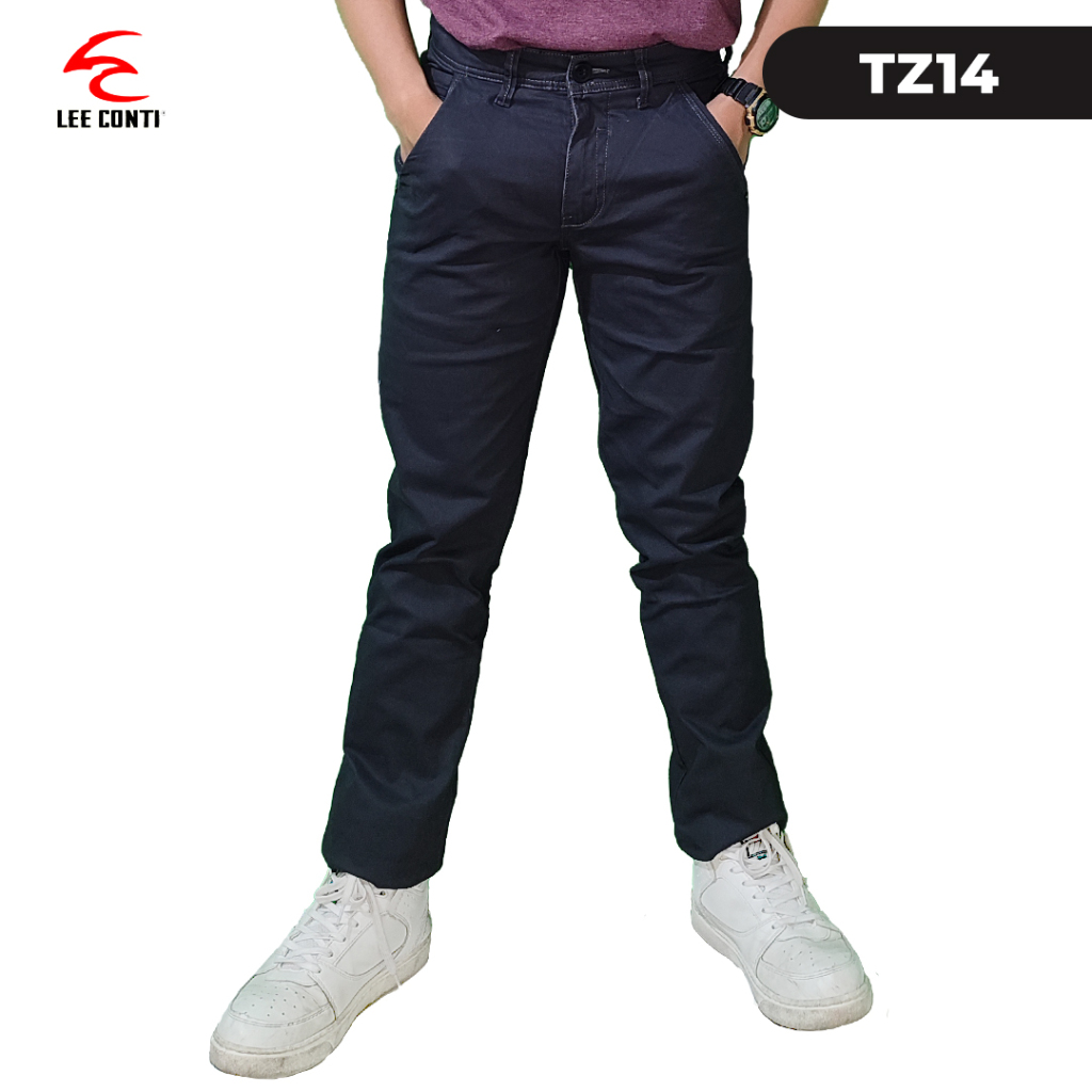 Jual Lee Conti - Celana Panjang Jeans Hitam Reguler TZ | Shopee Indonesia