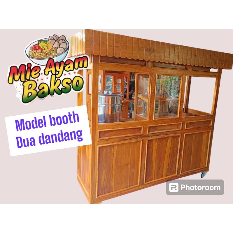 Jual gerobak mie ayam bakso booth dua dandang kayu jati | Shopee Indonesia