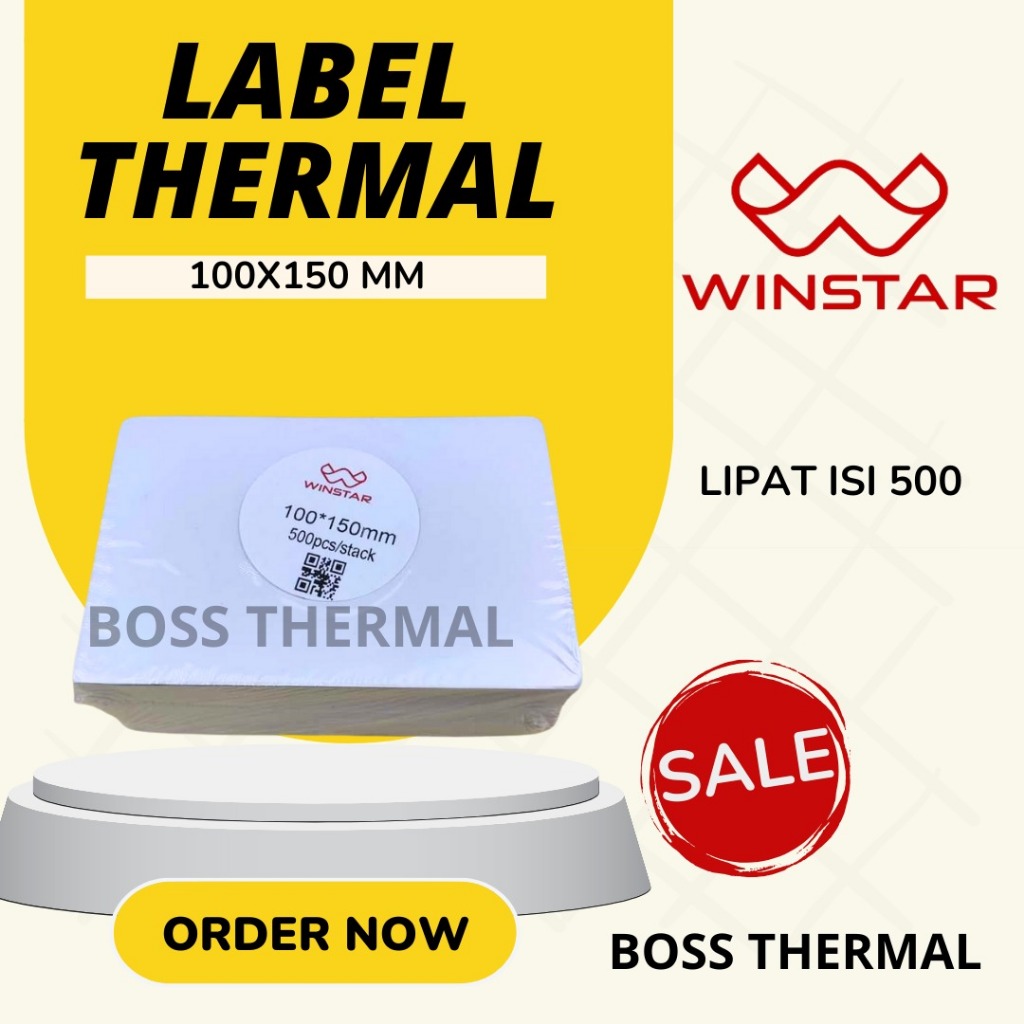 Jual KERTAS STICKER LABEL THERMAL LIPAT 100x150 BARCODE A6 | Shopee ...