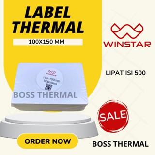 Jual KERTAS STICKER LABEL THERMAL LIPAT 100x150 BARCODE A6 | Shopee Indonesia