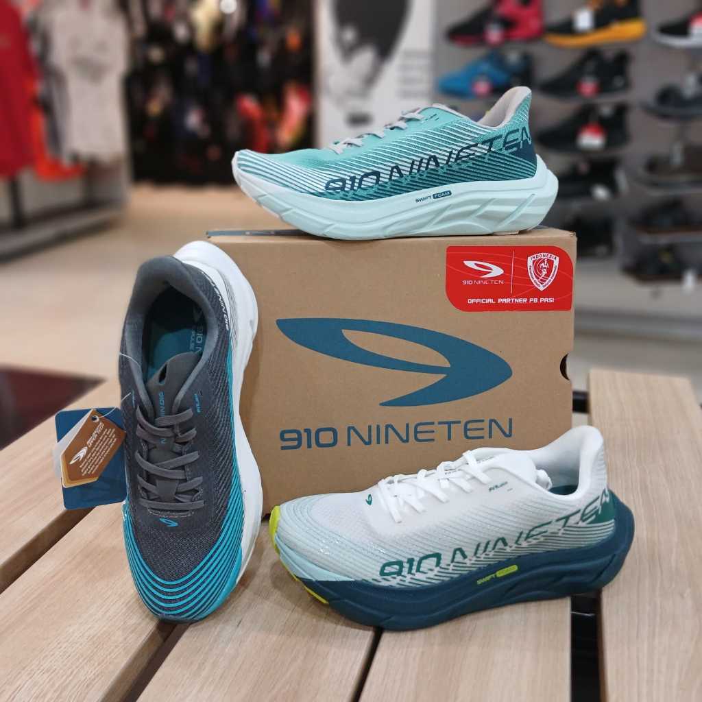 Jual Sepatu Running - 910 NINETEN Reishika Bolster - Abu / Mint / Putih ...