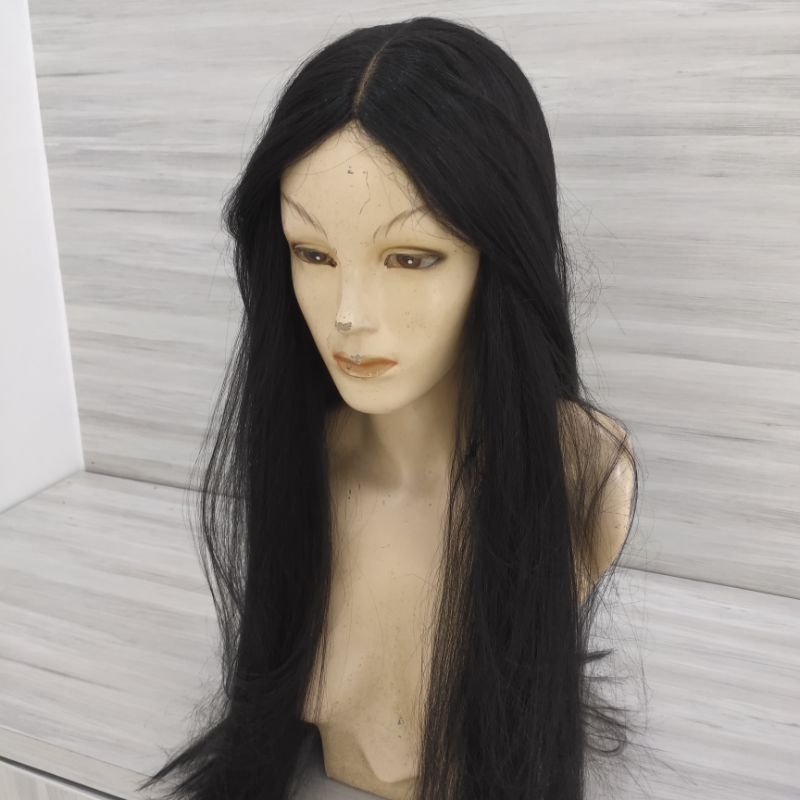 Jual Wig panjang wanita, wig wanita belah tengah hitam | Shopee Indonesia