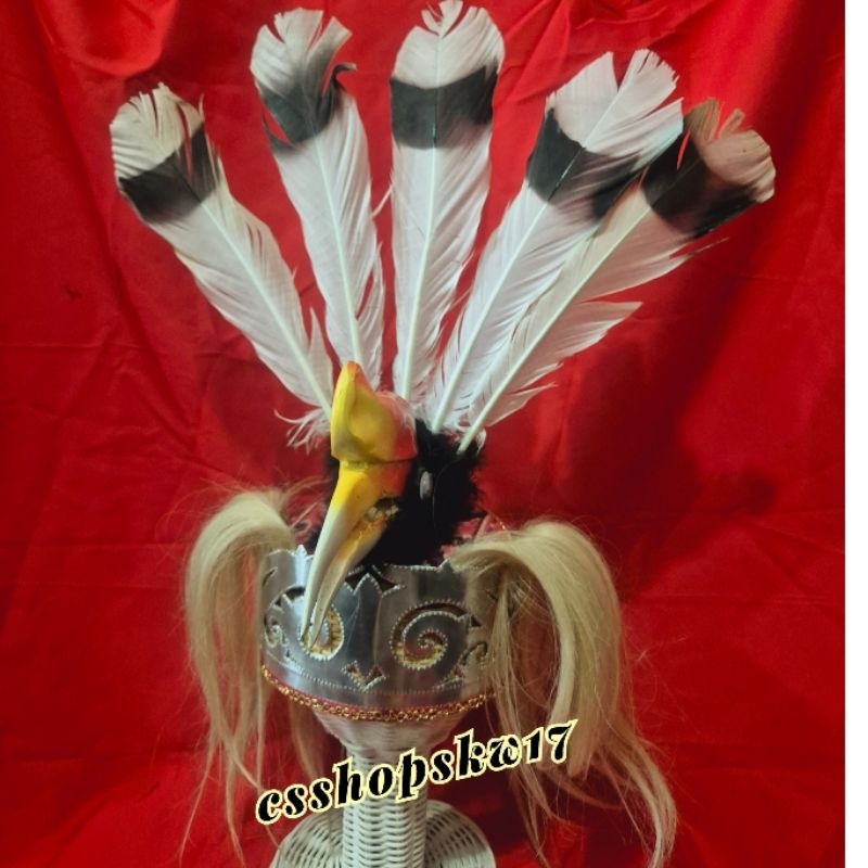 Jual TOPI MAHKOTA DAYAK IBAN KEPALA BULU BURUNG ETNIK DAYAK | Shopee ...