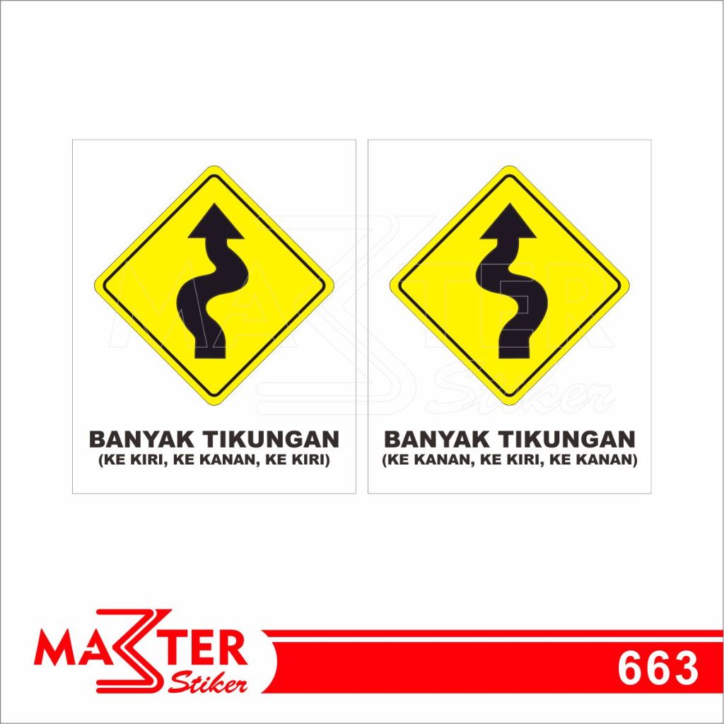Jual 663 - Stiker Rambu Lalu Lintas, Banyak Tikungan, Sticker Vinyl ...