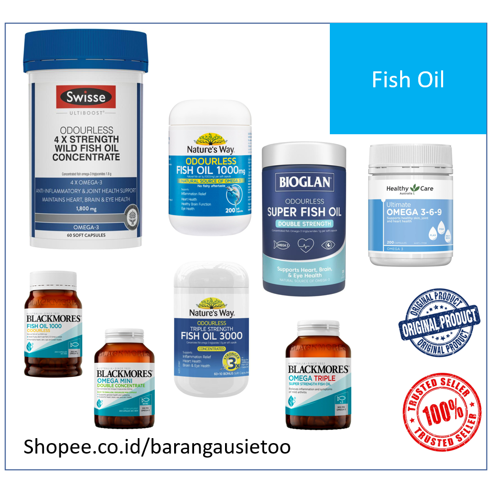 Jual Nature's Way Bioglan Swisse Odourless Fish Oil Omega 3 Super ...