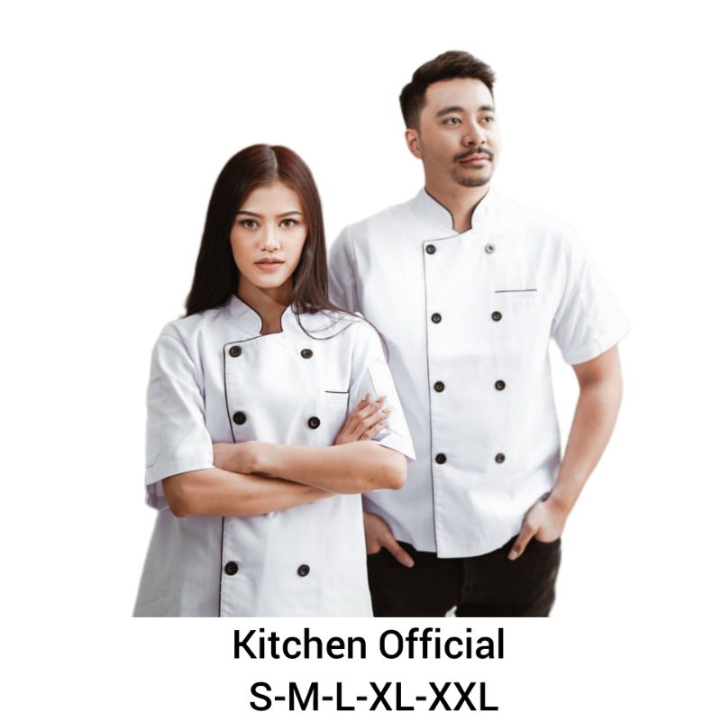 Jual Baju Chef Kemeja Lengan Pendek Koki Pria Wanita Seragam Masak ...