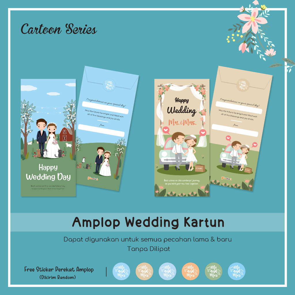 Jual Amplop Wedding Kartun Series FREE STICKER PEREKAT | Shopee Indonesia