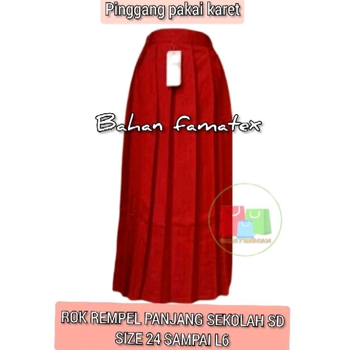 Jual Rok rempel panjang sekolah SD merah/ rok seragam seragam sekolah SD panjang bahan pamatex ...