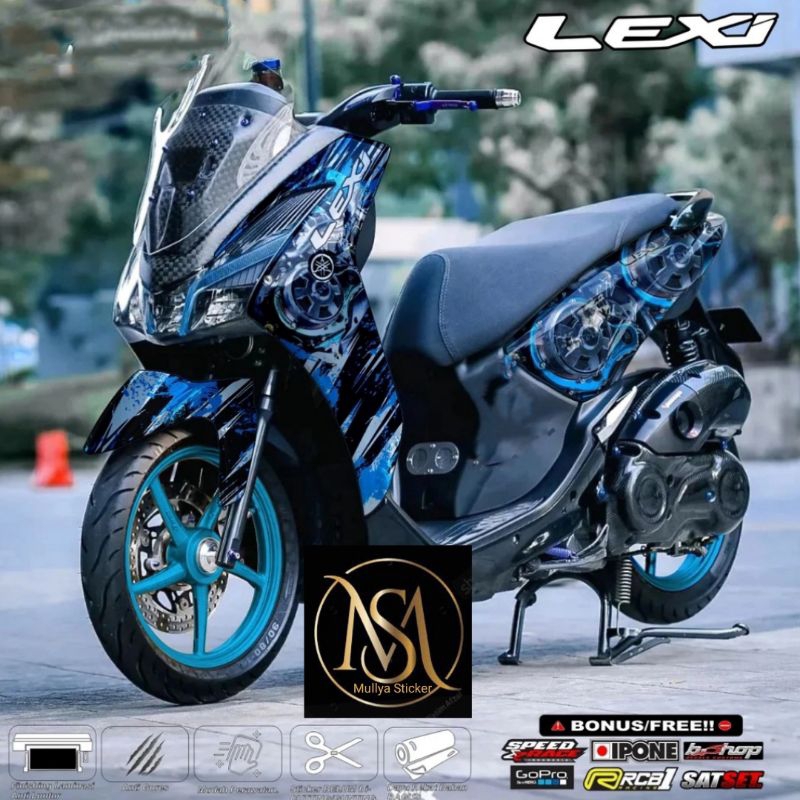 Jual decal motor Lexi full body variasi motif jenset sky blu | Shopee ...