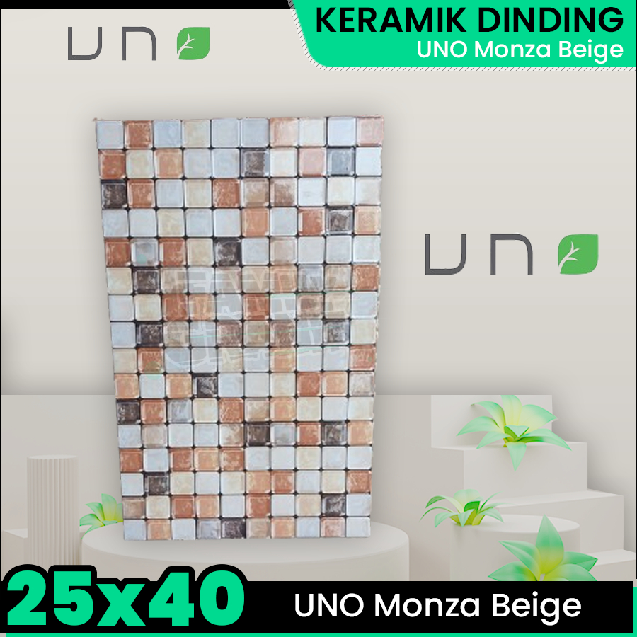 Jual Keramik Dinding 25x40 UNO Monza Beige Wall Tile Motif Mozaik ...