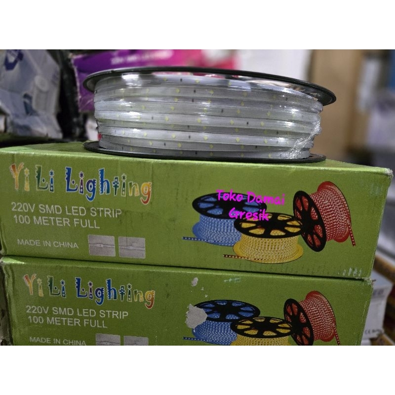 Jual Led strip roll 5050 35 led/meter mata kecil Model soket Jepit 220V ...