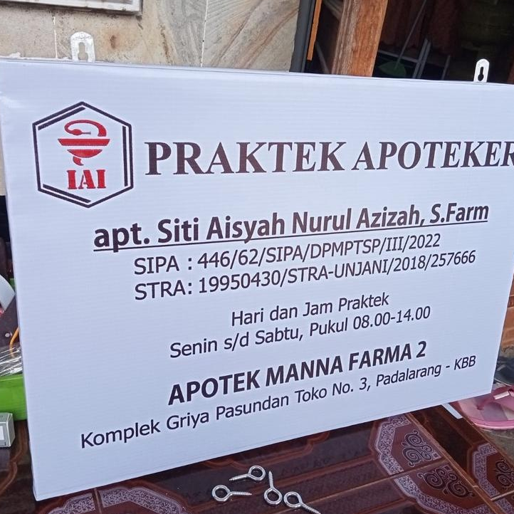Jual Papan Nama Plang praktek Apoteker Plang Apotek Custome Size ...