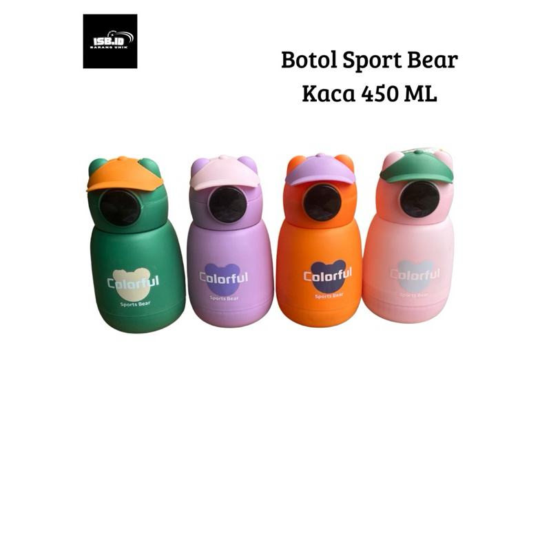 Jual Botol Kaca Anak Bear Sport Model Topi 450 ML / Botol Minum Anak ...