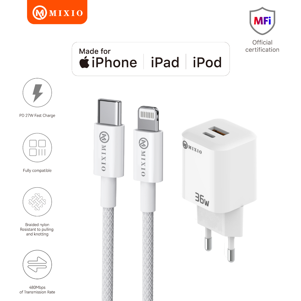 Jual MIXIO MFi Kabel Data iPhone iPad Type C to Lightning 11 12 13 14 ...