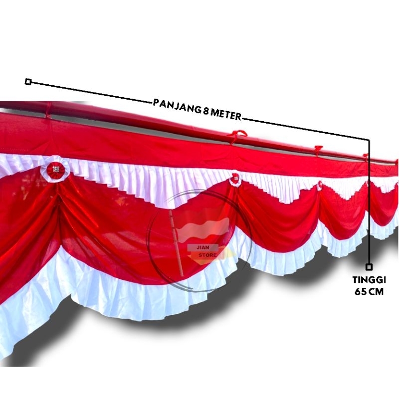 Jual Bendera Background Merah Putih Rumbay 10 Gelombang Panjang 8 Meter Dekorasi 17 Agustus Hut ...