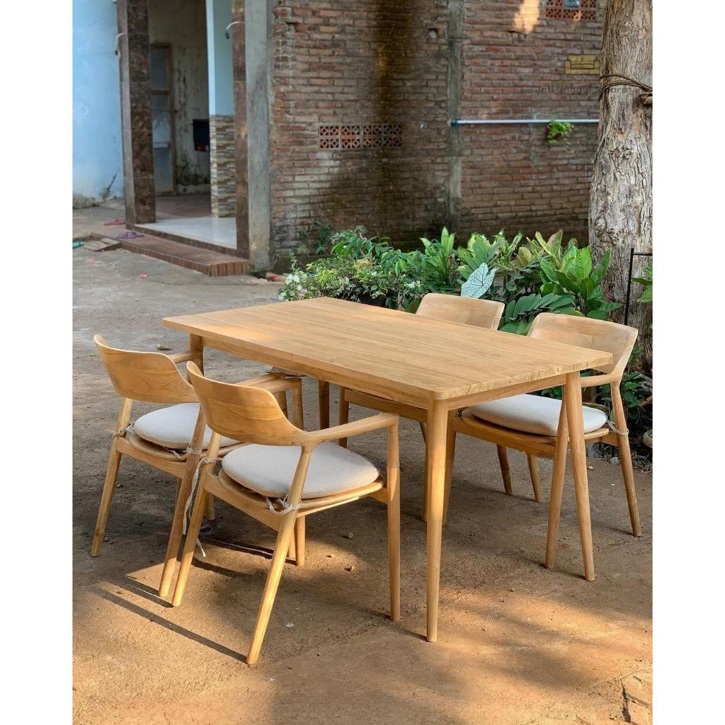 Jual SET MEJA MAKAN KURSI HIROSIMA UKURAN 140-160CM KURSI KAYU JATI ...