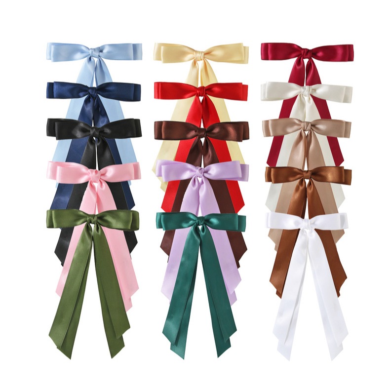 Jual 2.5CM PREMIUM LONG SOLID COLOR DOUBLE RIBBON BOW KNOT HAIR CLIP ...