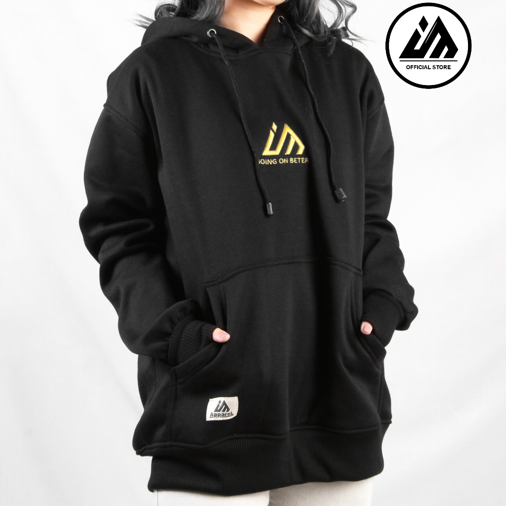 Jual IM Apparel Hoodie Cewek Oversize Hitam Korean Style Kekinian Logo ...