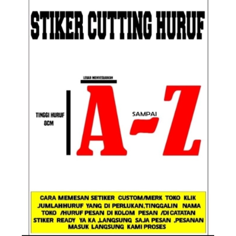 Jual STICKER CUTTING HURUF STICKER ABJAD TINGGI 7 CM-10 CM- 15 CM M-20 ...