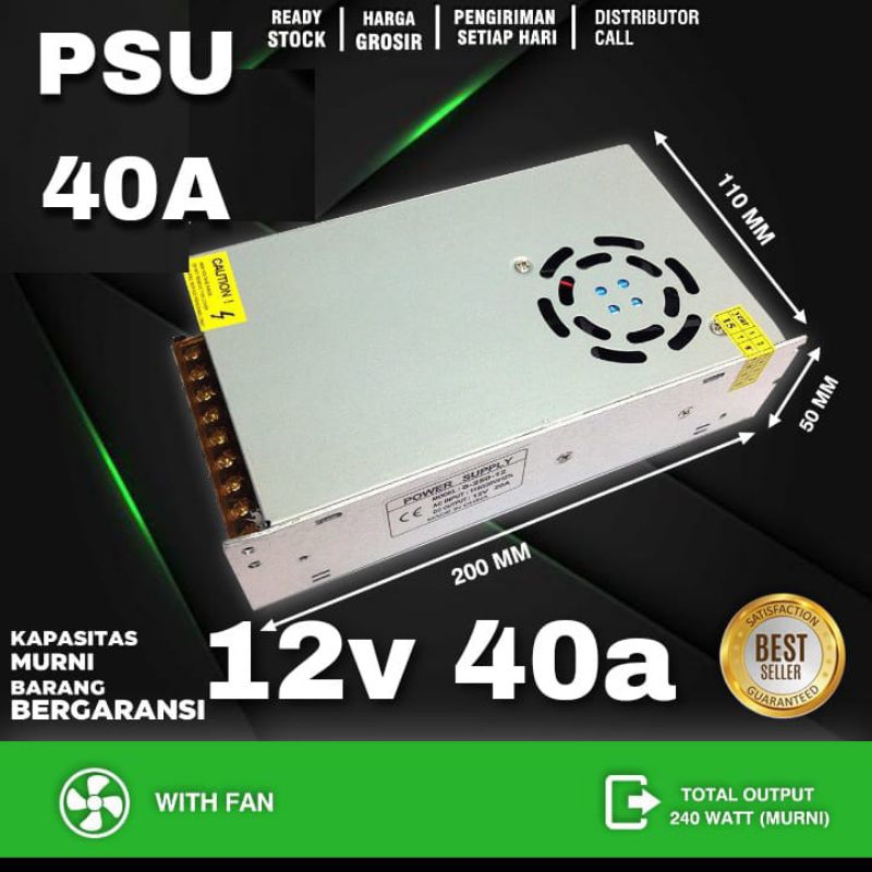 Jual power supply switching 12V 40A COCOK UNTUK aplikasi CCTV, Radio ...